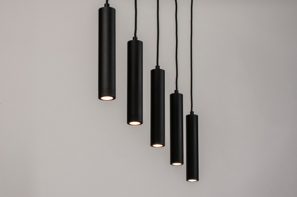 Pendelleuchte 15548: Modern, Metall, Schwarz, Matt