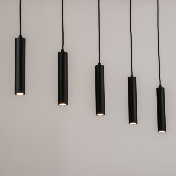 Pendelleuchte 15548: Modern, Metall, Schwarz, Matt
