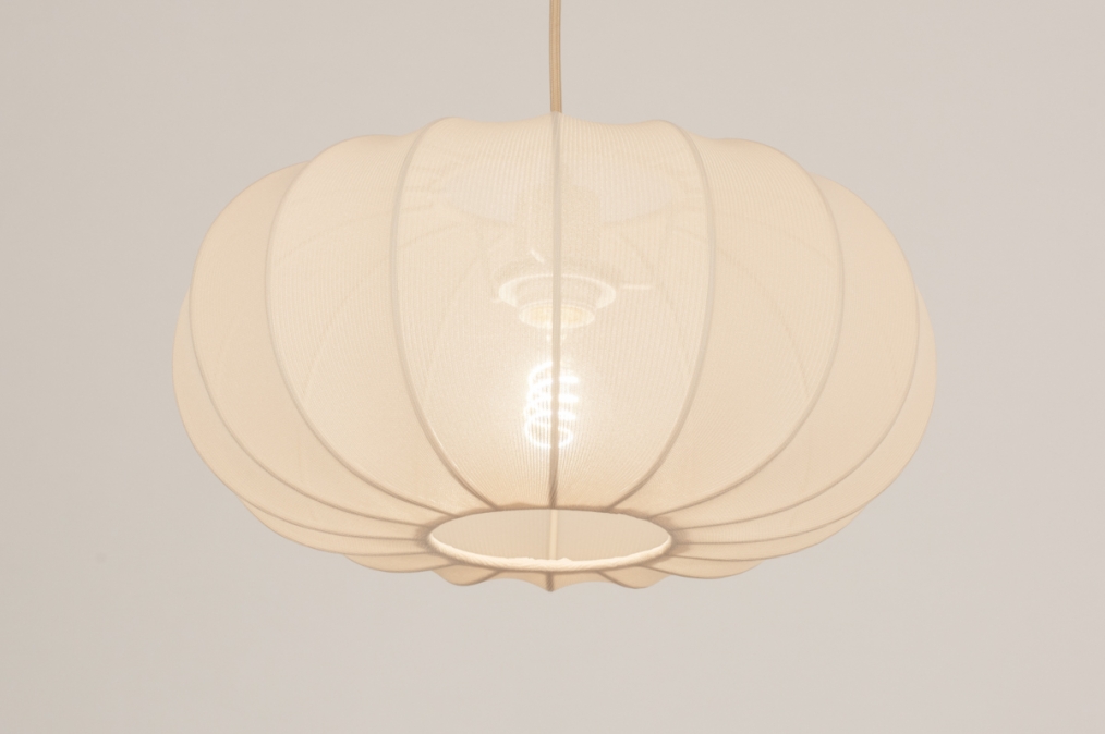 Pendelleuchte 74886: Modern, Stoff, Metall, Beige